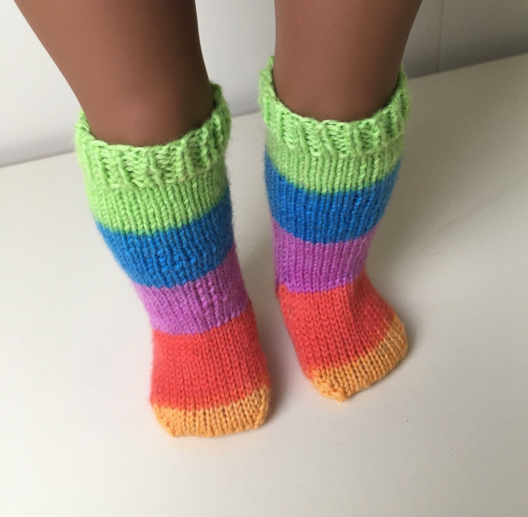 Knee Socks, Hand Knit Doll Socks, American Made for Girl Doll, 18" Doll ...