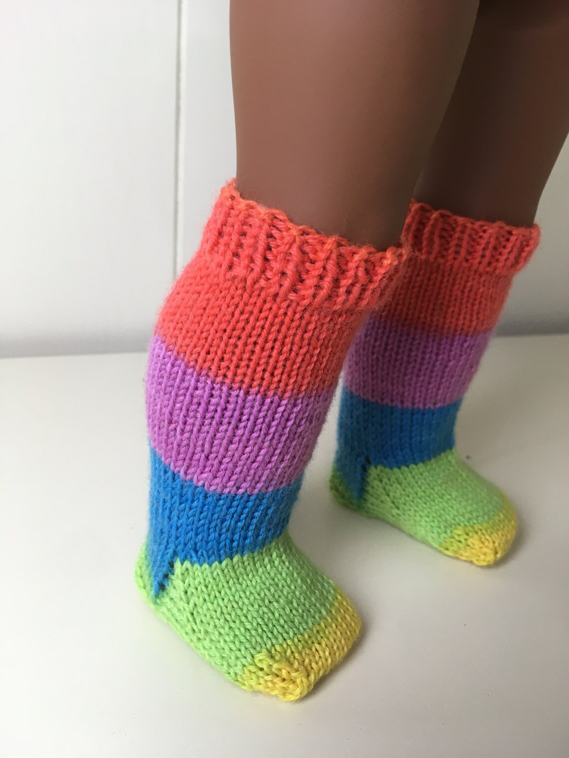 Knee Socks Hand Knit Doll Socks American Made for Girl Doll | Etsy