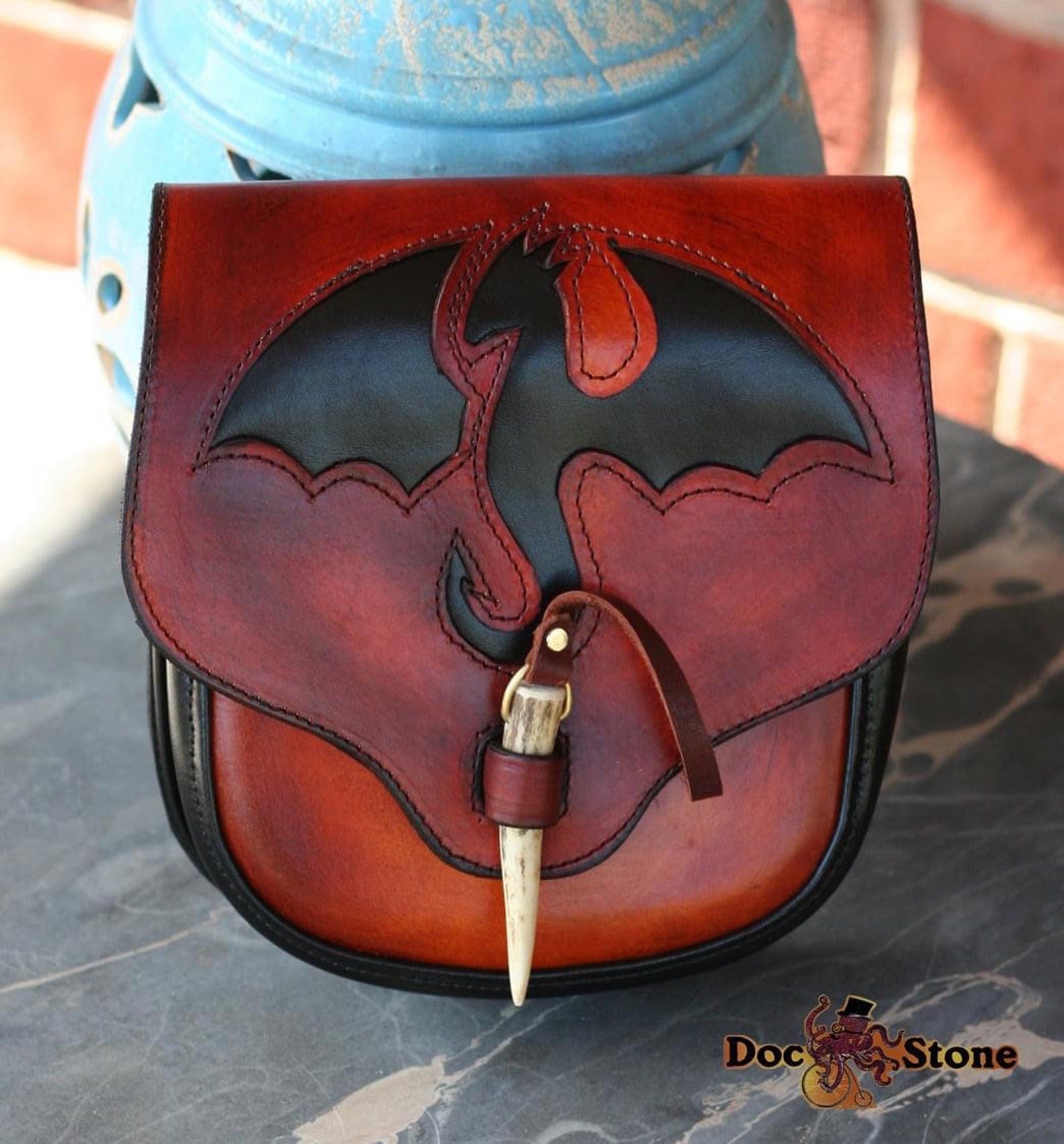 Dragon Pouch With Black Dragon by Doc Stone Studios - Etsy