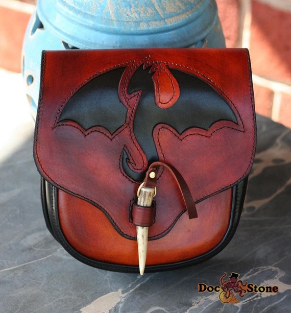 Dragon Pouch With Black Dragon by Doc Stone Studios - Etsy