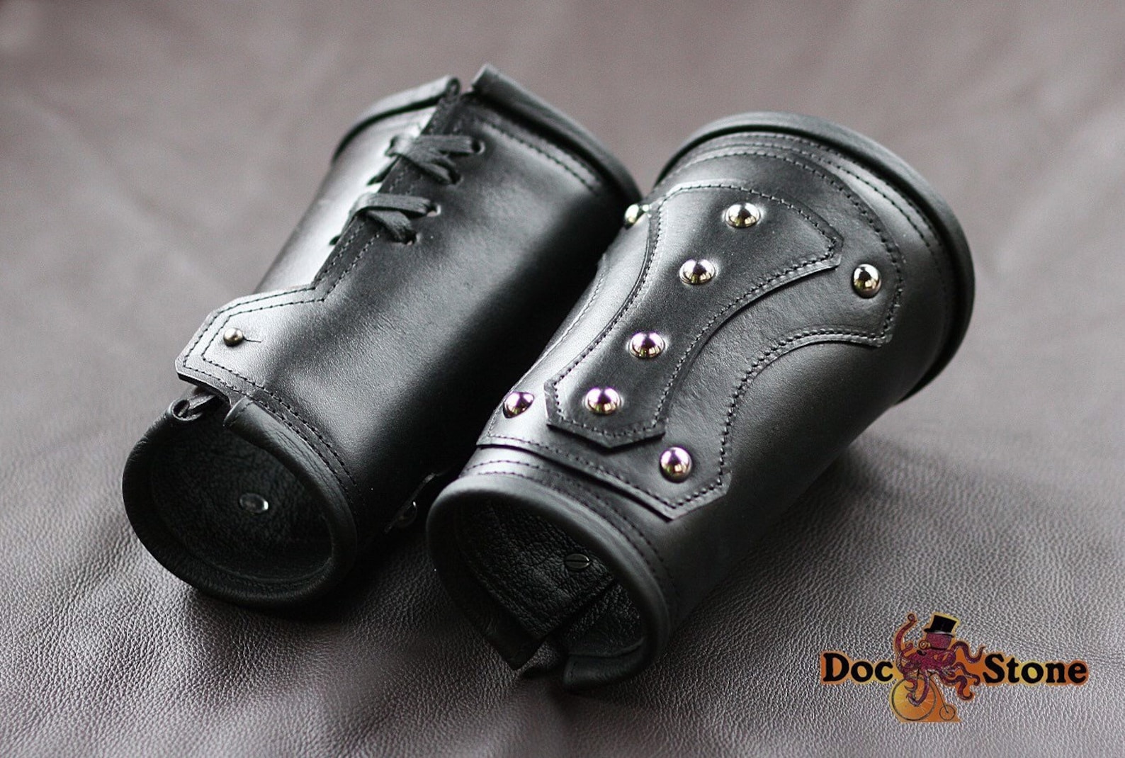 Black Leather Bracer - Etsy