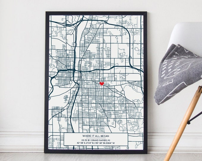 Custom Street Map Poster, Wedding Gift, First Anniversary Gift, City ...
