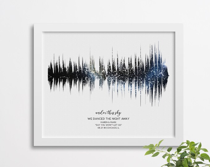 Custom Night Sky Sound Wave Poster, Song Into Sound Wave, Song Waveform ...