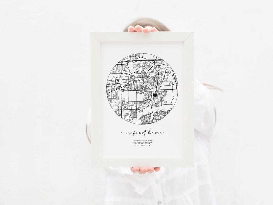 Custom Street Map Print, Available Framed, New Home Gift, Personalized ...