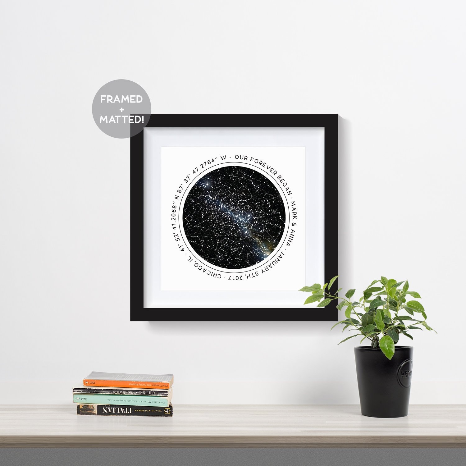 Framed Custom Constellation & Coordinates Constellation Map | Etsy