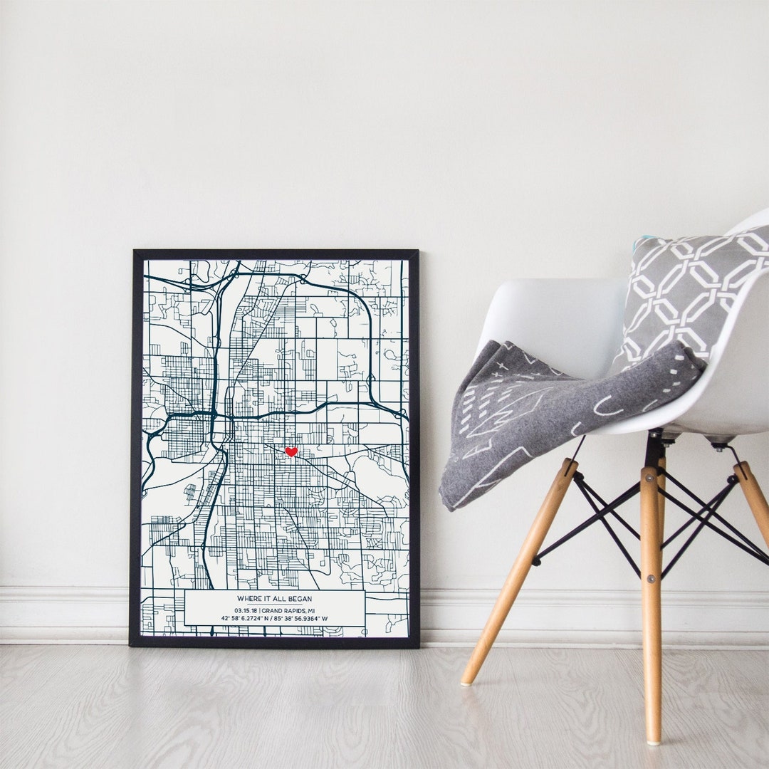 Custom Street Map Poster, Wedding Gift, First Anniversary Gift, City ...