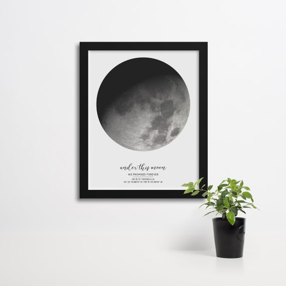 Unique Wedding Gift Custom Moon Illustration Poster Under | Etsy
