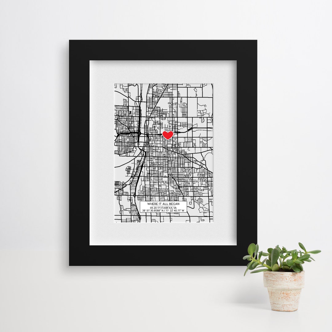 Housewarming Gift Idea, Custom Street Map Framed Print, Wedding Gift ...