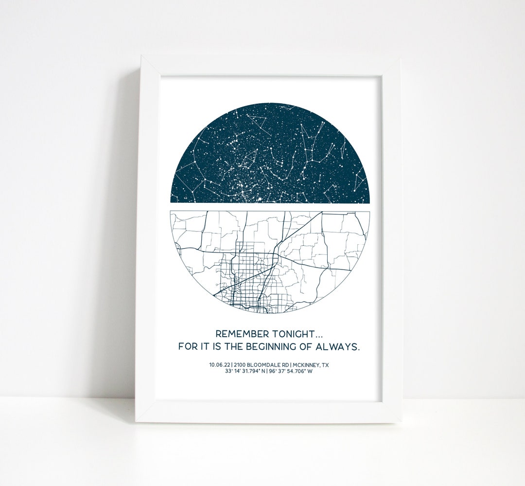 Custom Map Art Poster Available Framed, Personalized Gift for Him ...