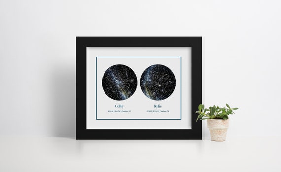 Double Sky Constellation Map Available Framed Night Sky | Etsy