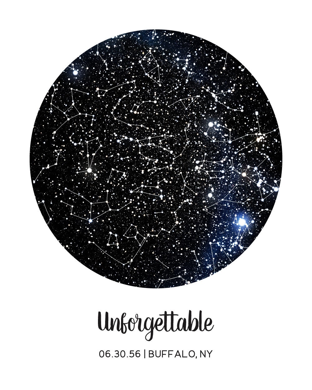 Custom Constellation Map Star Map Print Frames Available - Etsy Canada