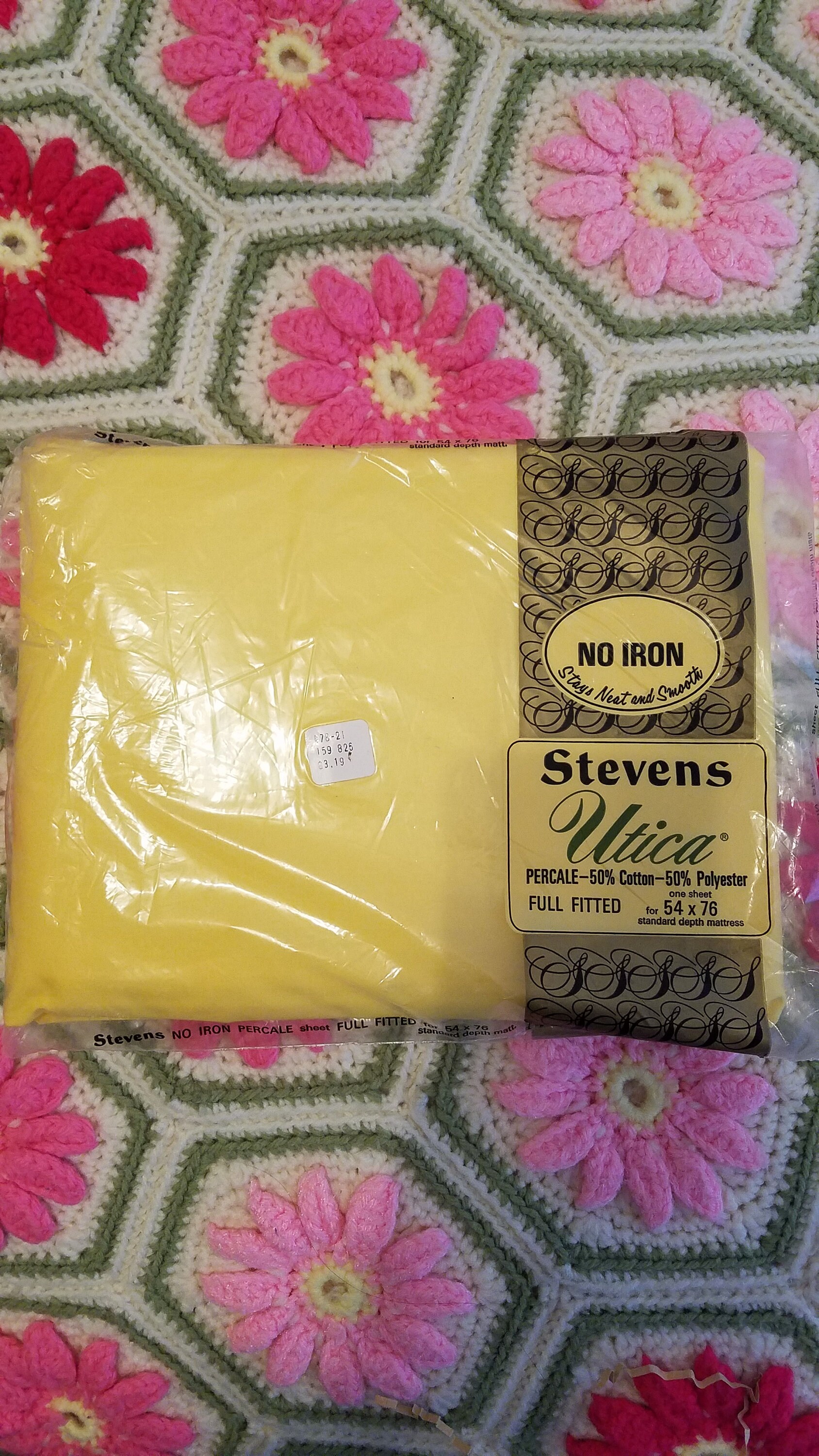 Vintage Stevens Utica Full Size Percale Fitted Sheets Yellow and Blue ...