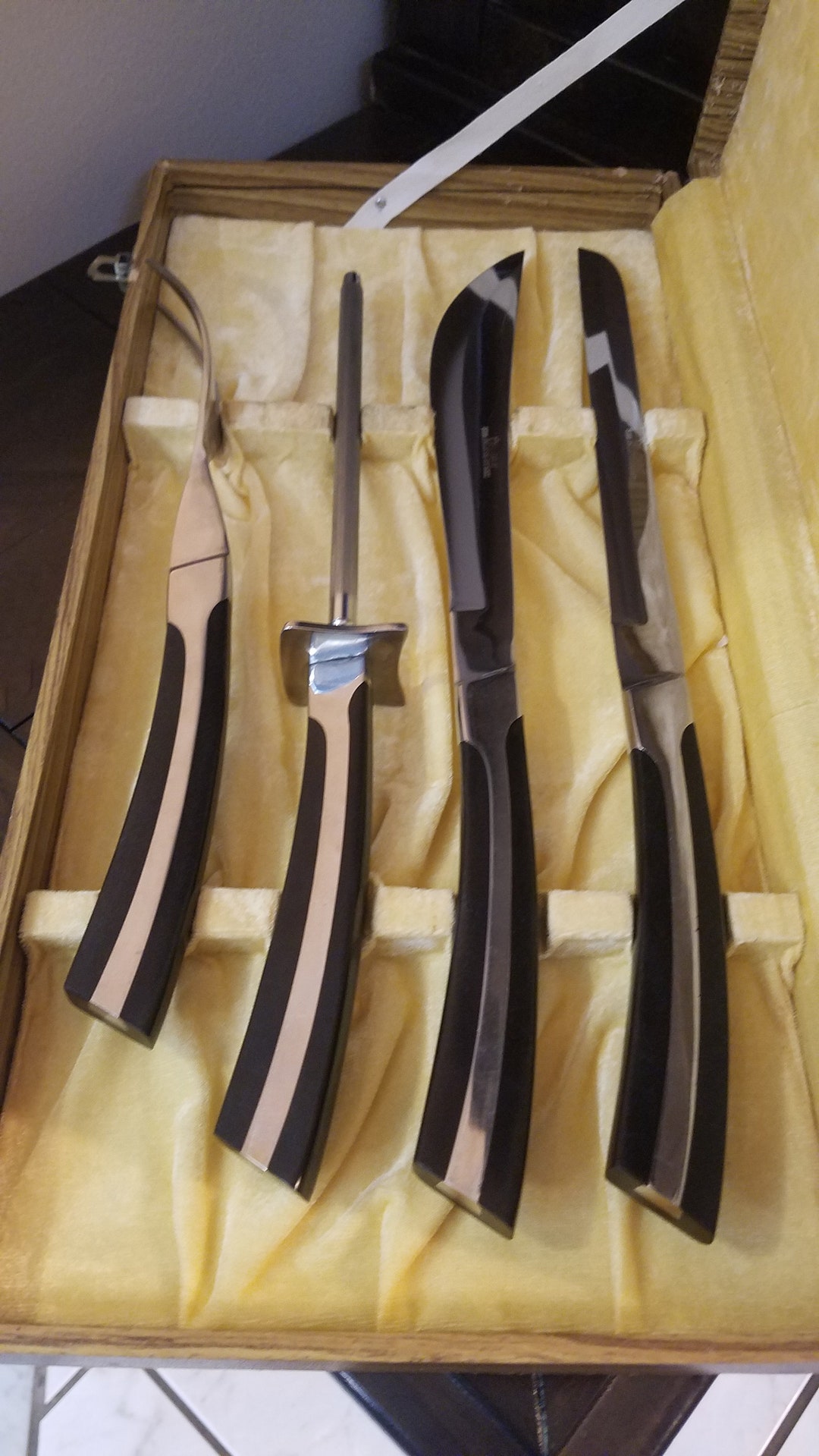 Vintage Midcentury Eldon Japan Carving Set Knives Black Handle - Etsy