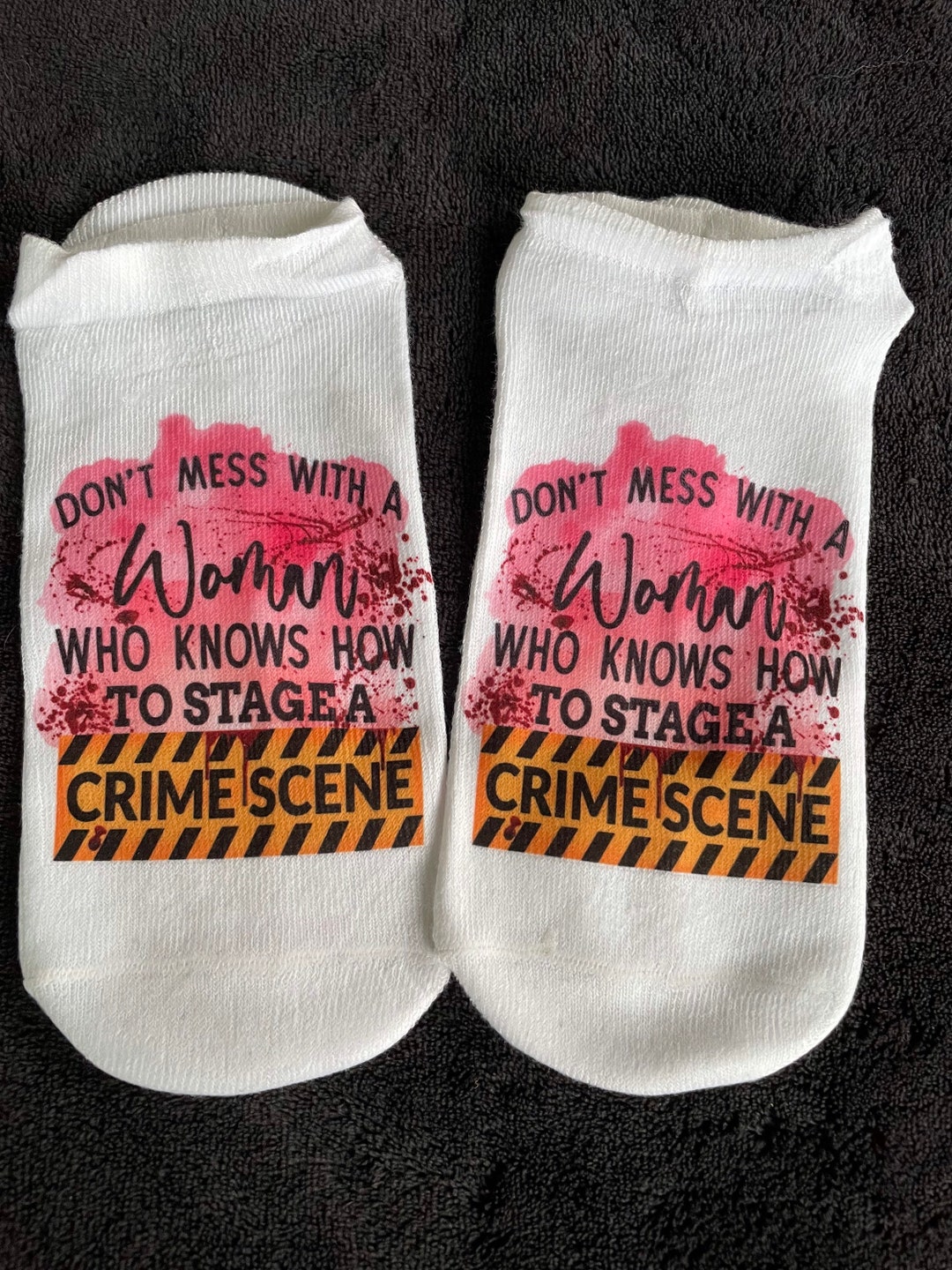 Crime Scene Woman Socks Sox Footies, No Show Socks, Customized, Womens ...