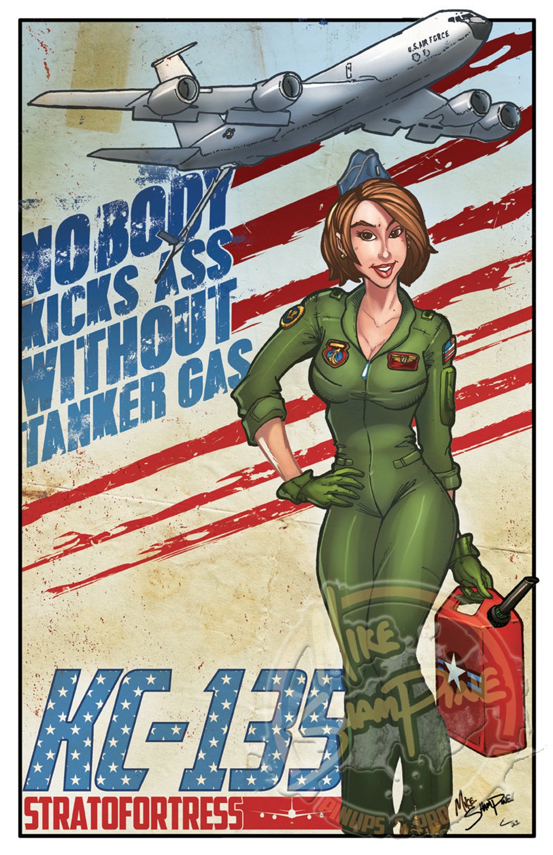 KC-135 Tanker Gas Vintage Print Pinup & Airplane Art de Mike Shampine ...