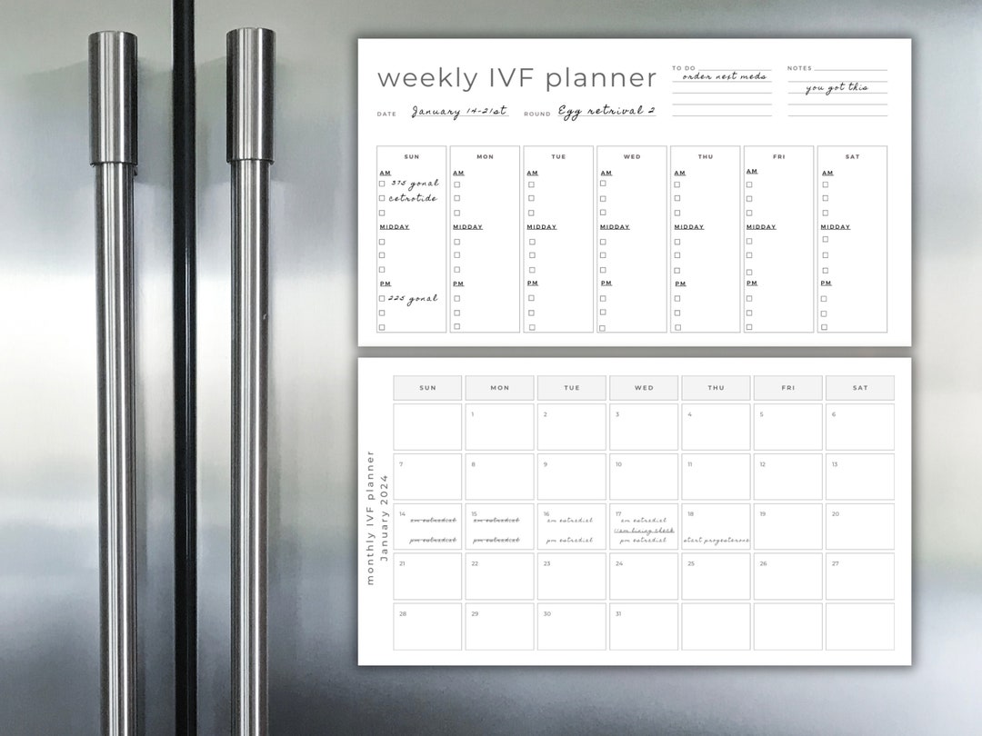 Minimalist Printable Weekly and Monthly IVF Calendar - Etsy