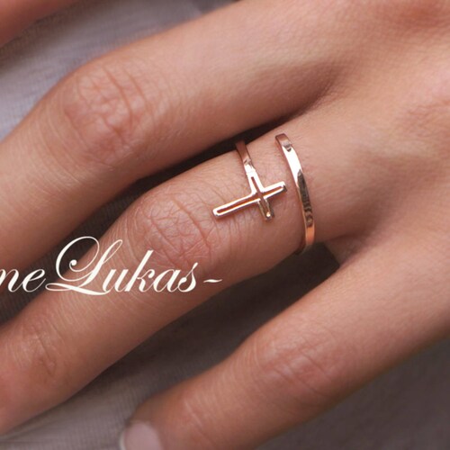 14K Gold Filled Celebrity Style Cross Ring Double Wrap Ring | Etsy