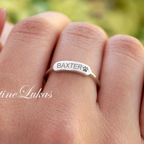 Mini Paw Print Ring With Heart in Sterling Silver Yellow Gold - Etsy