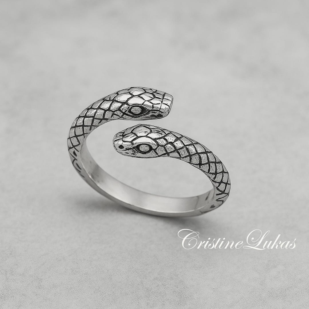Snakes Ring in Sterling Silver, Adjustable Ring, Eternity, Unity ...