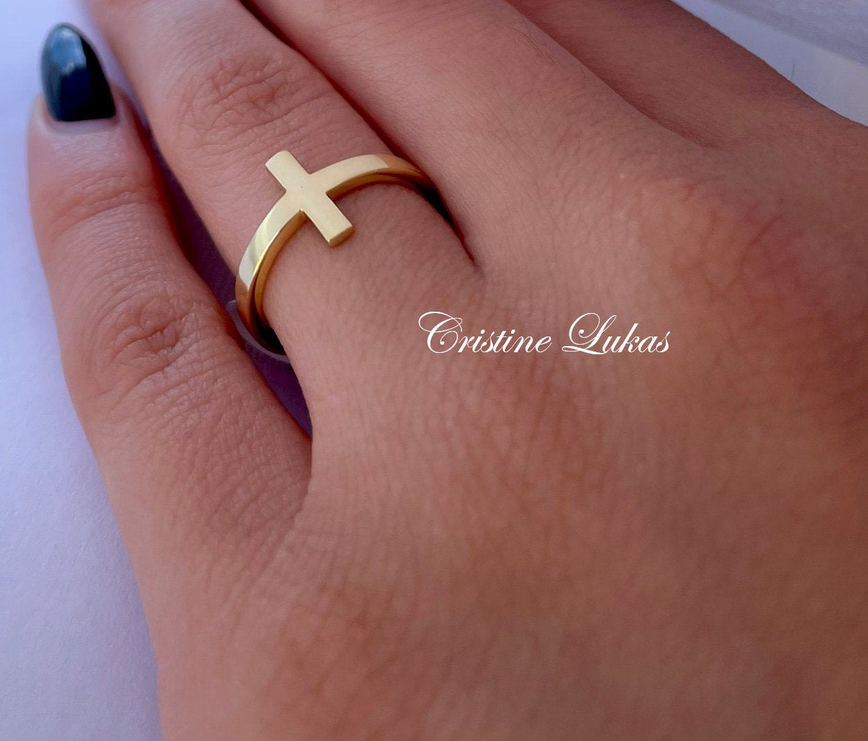 Celebrity Style Sideways Cross Ring Made From Sterling Silver - Etsy