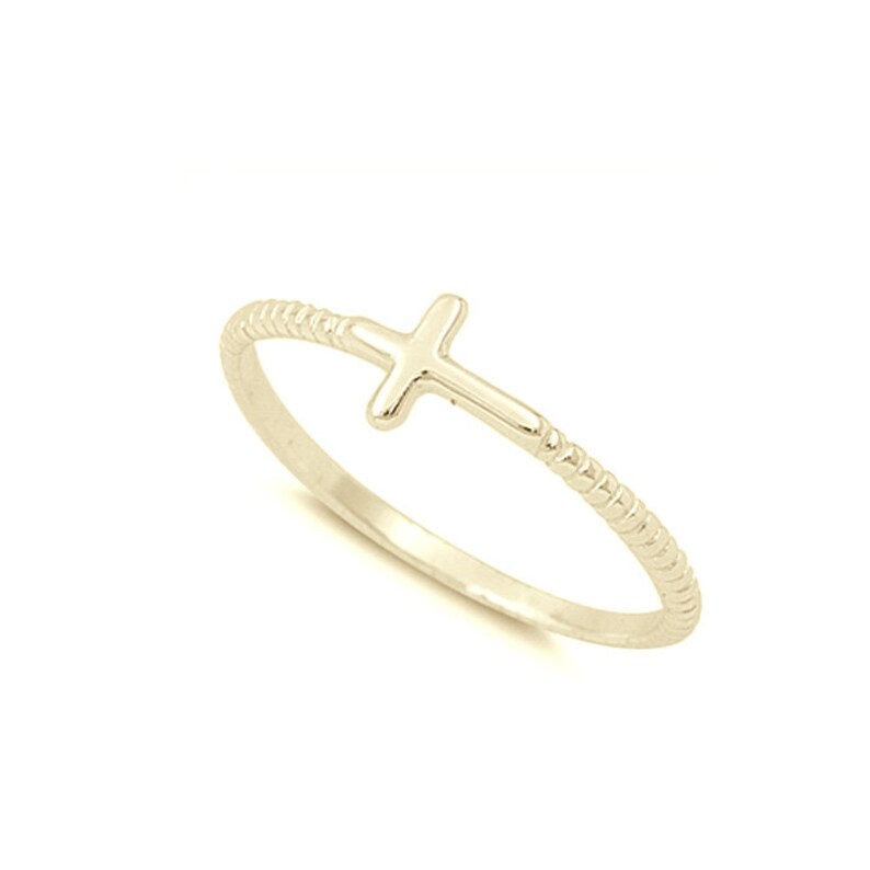 Sideways Cross Ring With Twisted Rope Design Sterling Silver - Etsy