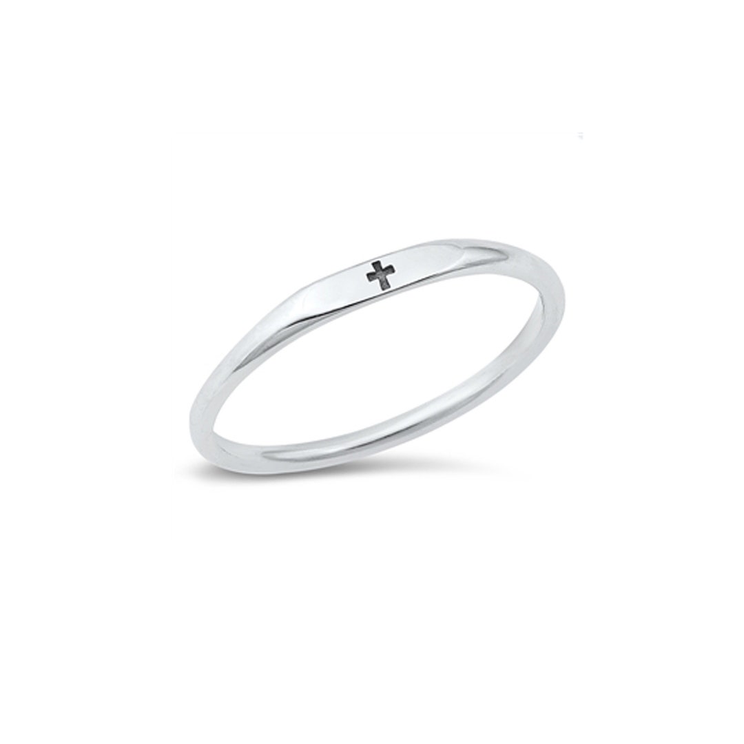 10K, 14k or 18K Solid Karat Gold Mini Cross Ring in Yellow, Rose or White Gold, Religious Ring ...