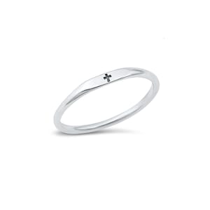 10K, 14k or 18K Solid Karat Gold Mini Cross Ring in Yellow, Rose or White Gold, Religious Ring ...