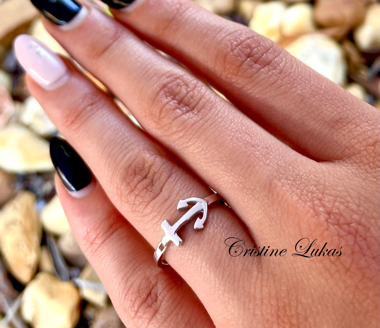 Sideways Anchor Ring in Gold or Sterling Silver Sideways - Etsy