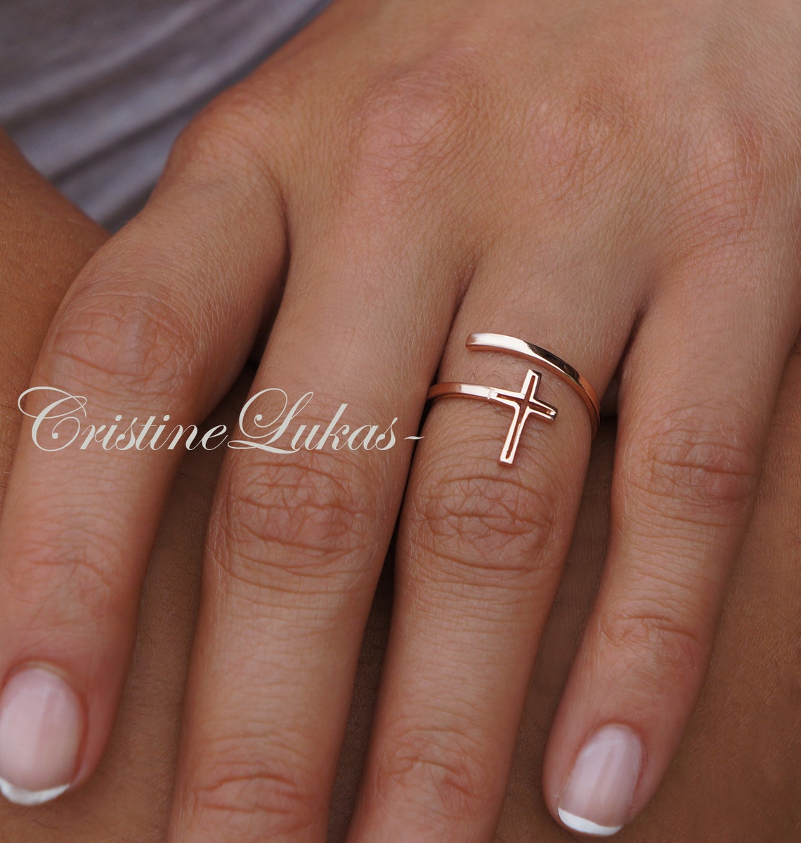 14K Gold Filled Celebrity Style Cross Ring - Double Wrap Ring ...