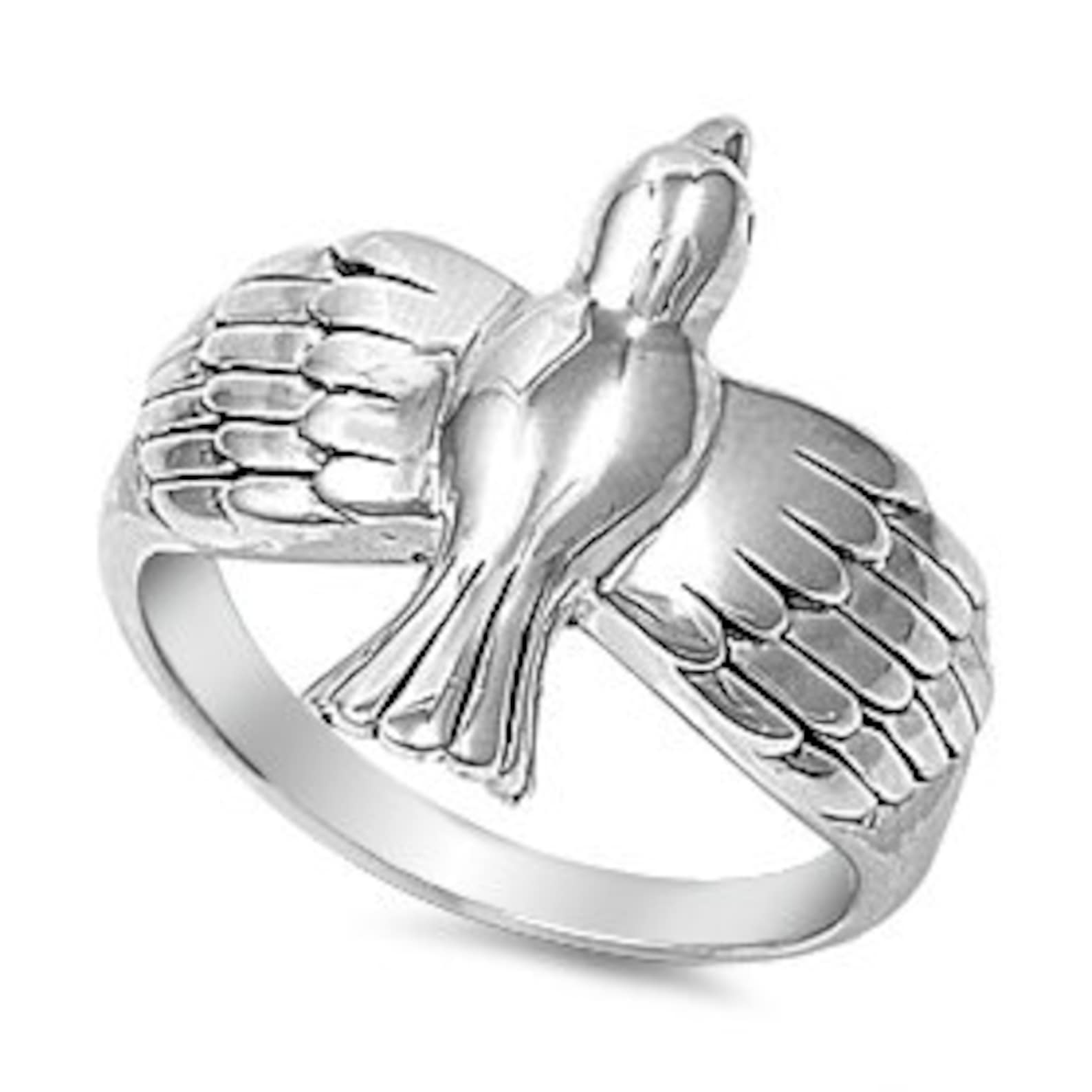 Large Sterling Silver Flying Bird Ring Dove Ring Freedom - Etsy