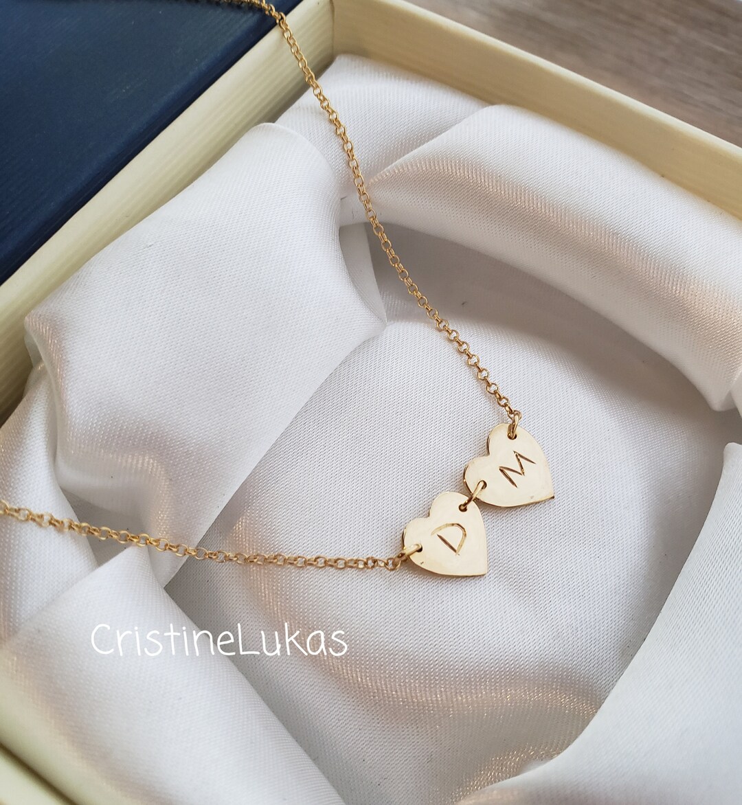 Family or Couples Initials Necklace With Engraved Heats, Customize It ...