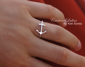 Sideways Anchor Ring in Gold or Sterling Silver Sideways - Etsy
