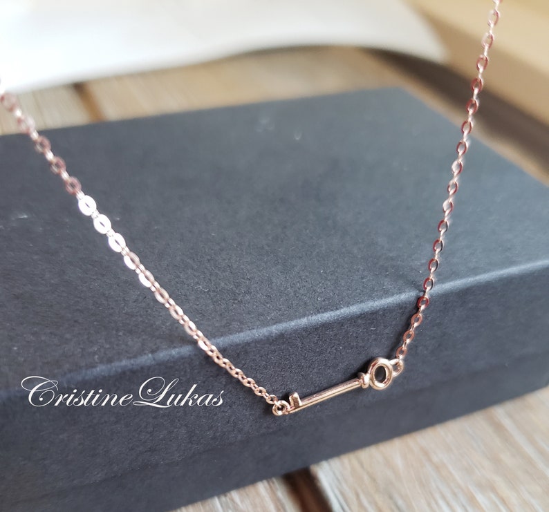 10K, 14K or 18K Solid Gold, Mini Sideways Key Bracelet or Anklet in ...