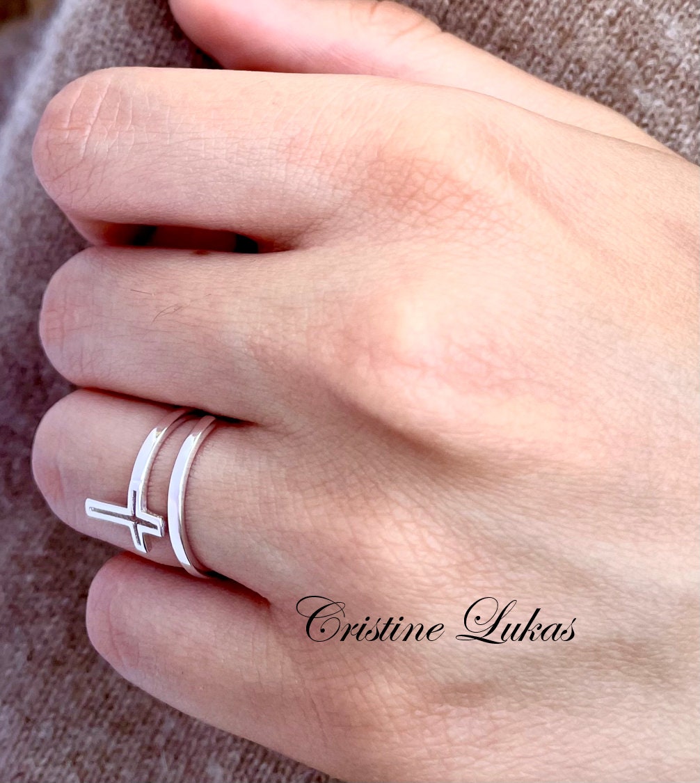 Celebrity Style Cross Ring Double Wrap Upright Cross Ring | Etsy