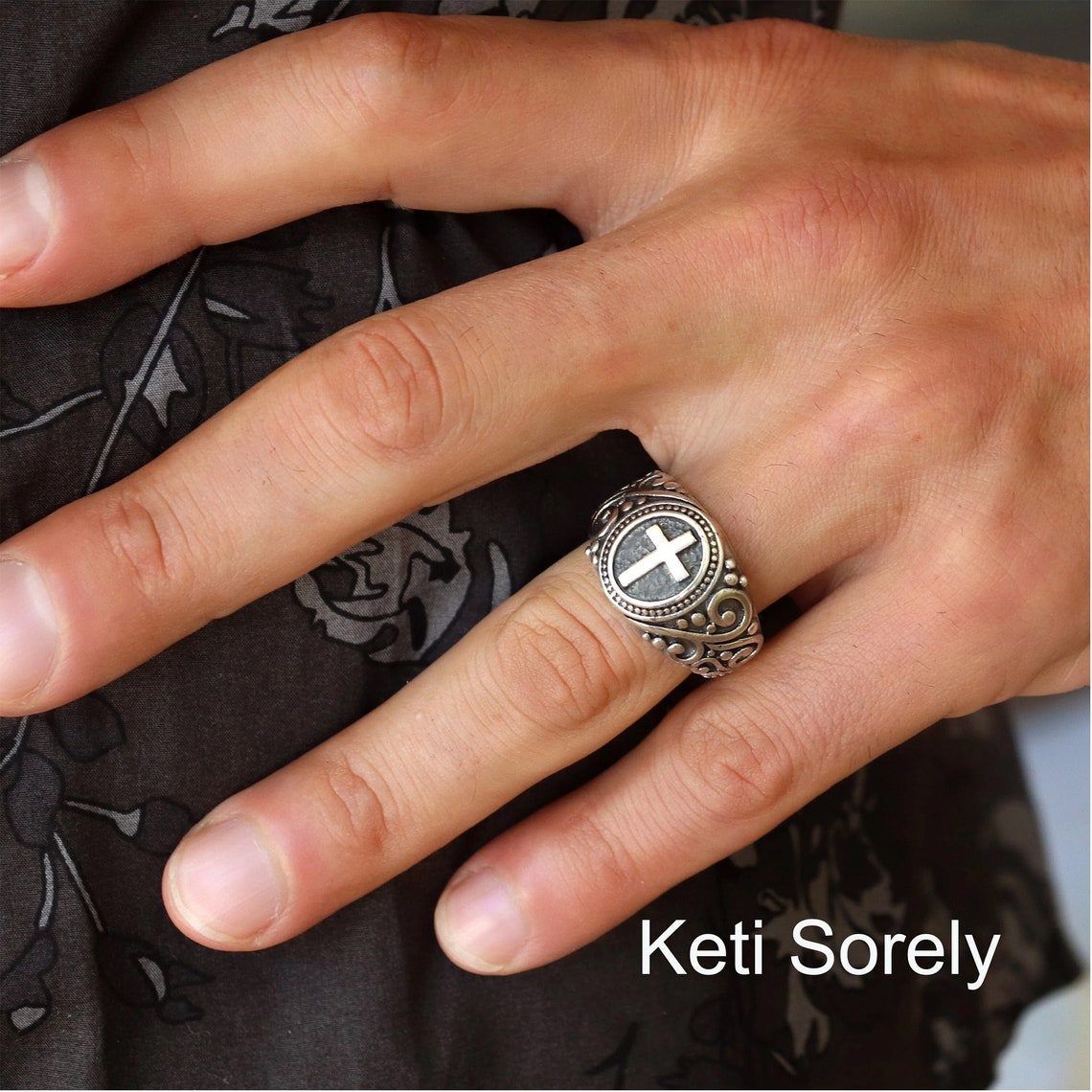 Vintage Styled Cross Ring in Sterling Silver, Antique Unisex Religious ...