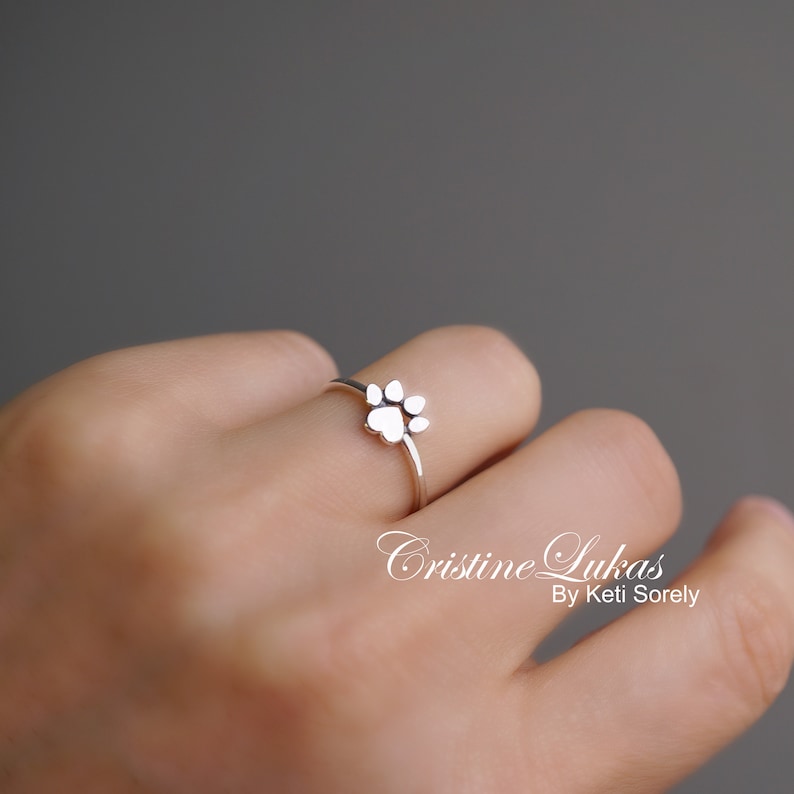 Engravable Paw Print Ring Animal Lover Ring Dogs Paw Print - Etsy