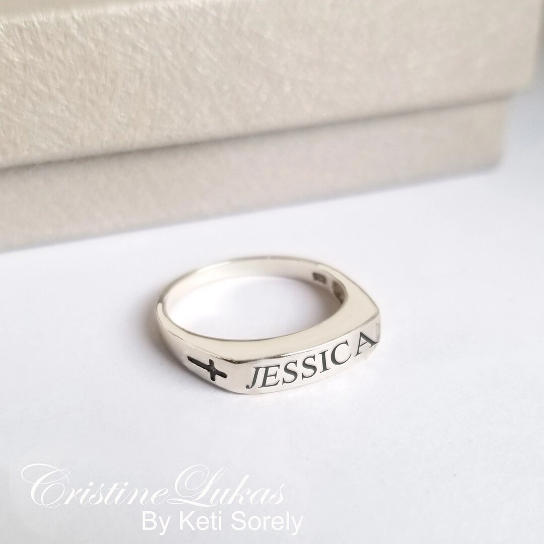 Personalized Name, Date or Word With Crosses in Sterling Silver, 10K, 14K or 18K Gold, Religious ...