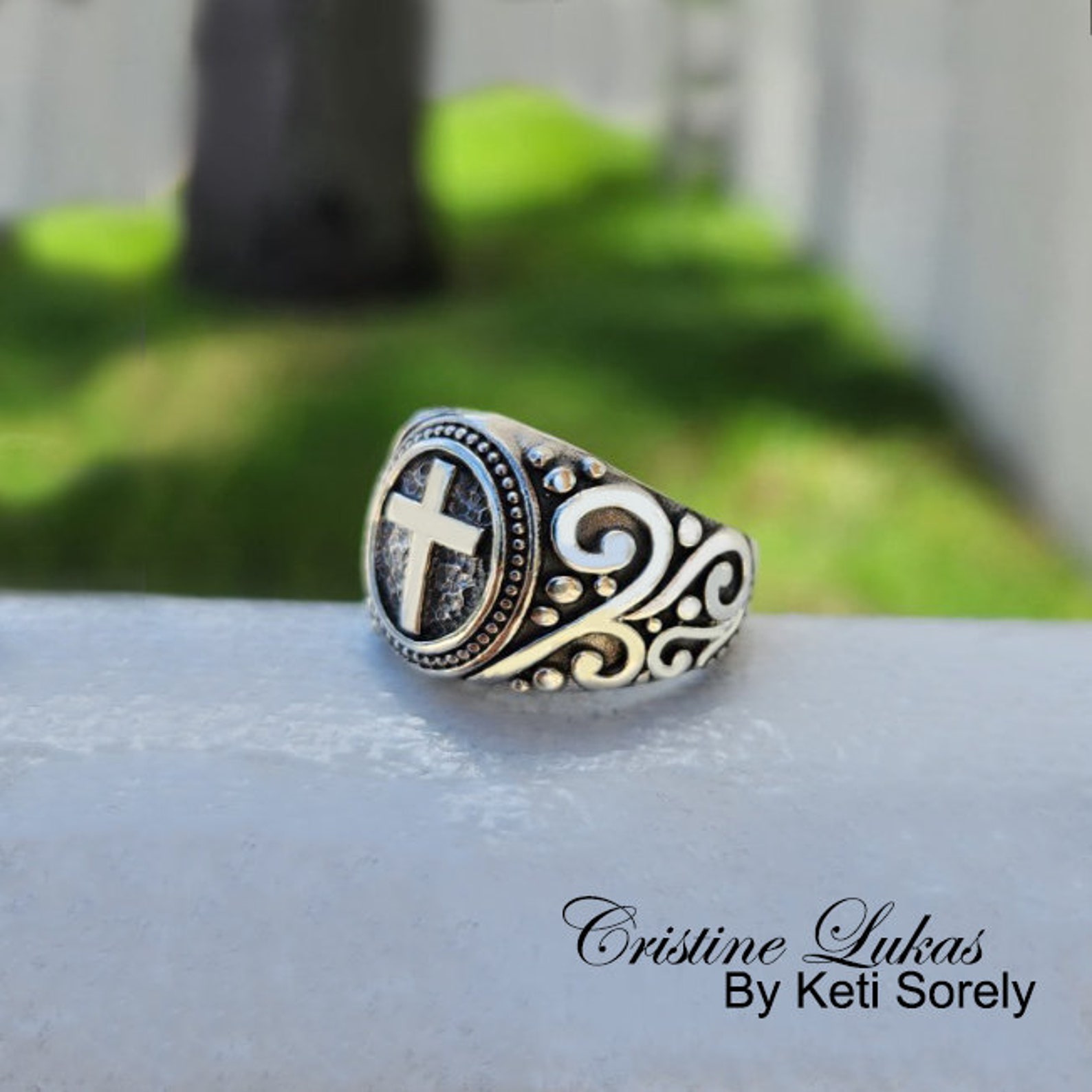 Vintage Styled Cross Ring in Sterling Silver, Antique Unisex Religious ...