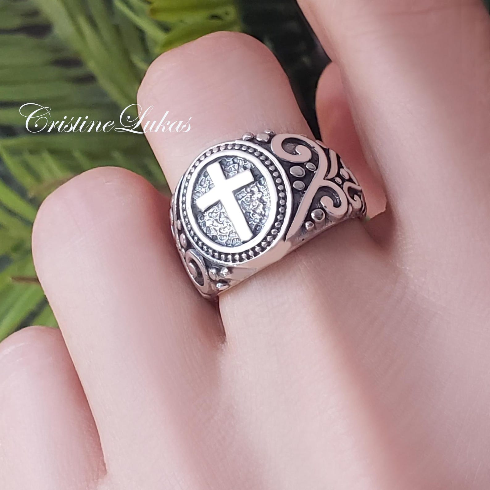 Vintage Styled Cross Ring in Sterling Silver, Antique Unisex Religious ...
