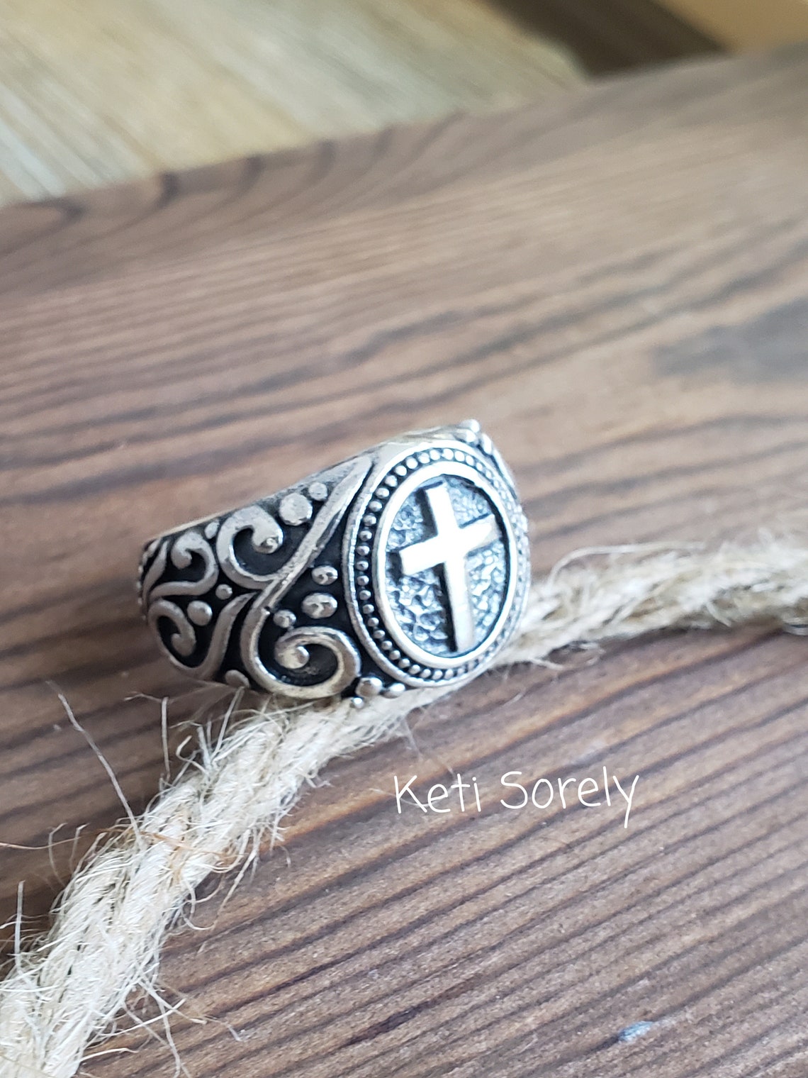 Vintage Styled Cross Ring in Sterling Silver, Antique Unisex Religious ...