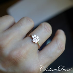 Engravable Paw Print Ring, Animal Lover Ring, Dogs Paw Print Ring in ...