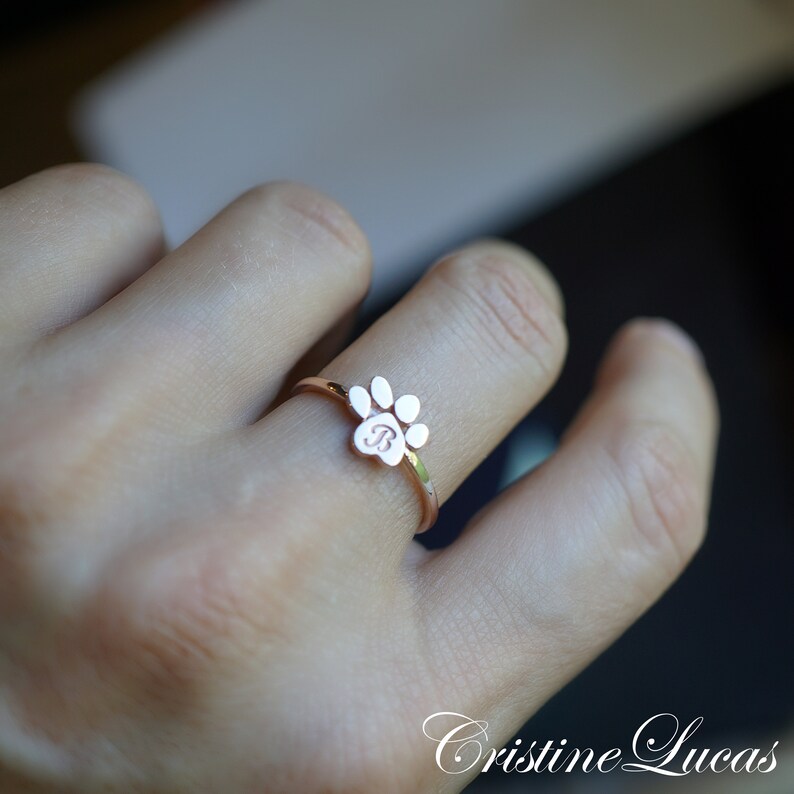 Engravable Paw Print Ring Animal Lover Ring Dogs Paw Print - Etsy