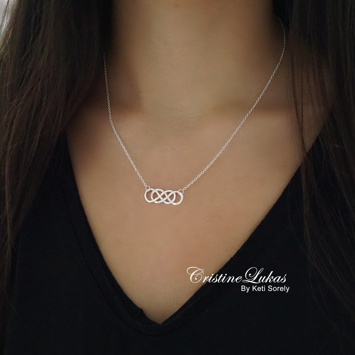 Sterling Silver Sideways Double Infinity Necklace Charm | Etsy