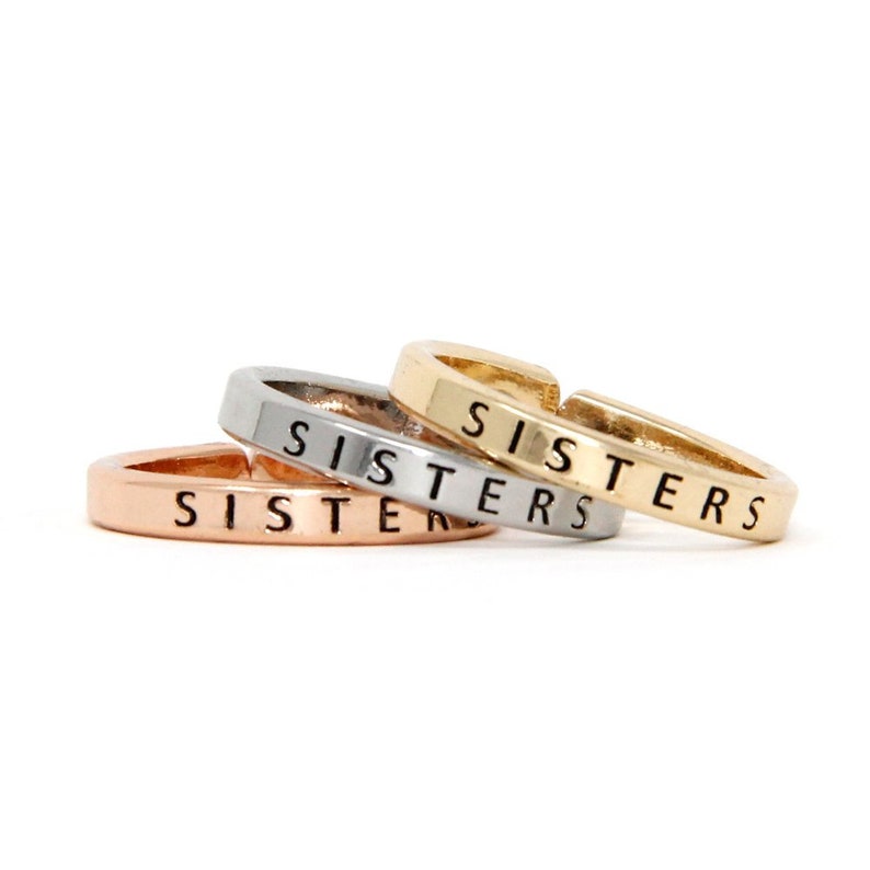 Stacking Ring sisters in Yellow Rose & White Gold - Etsy