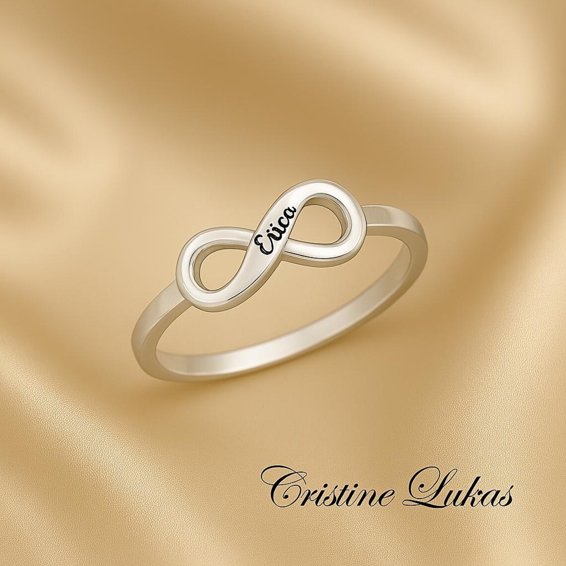 Personalized Infinity Ring With Name, Date or Word in Yellow, White or ...