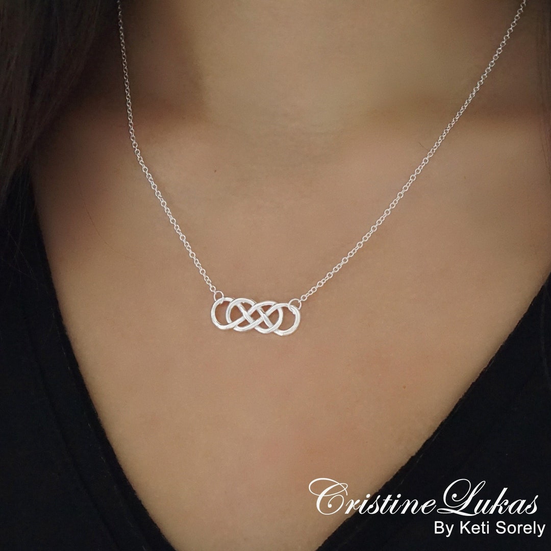 Solid Gold Sideways Double Infinity Necklace - Infinity Charm Necklace ...