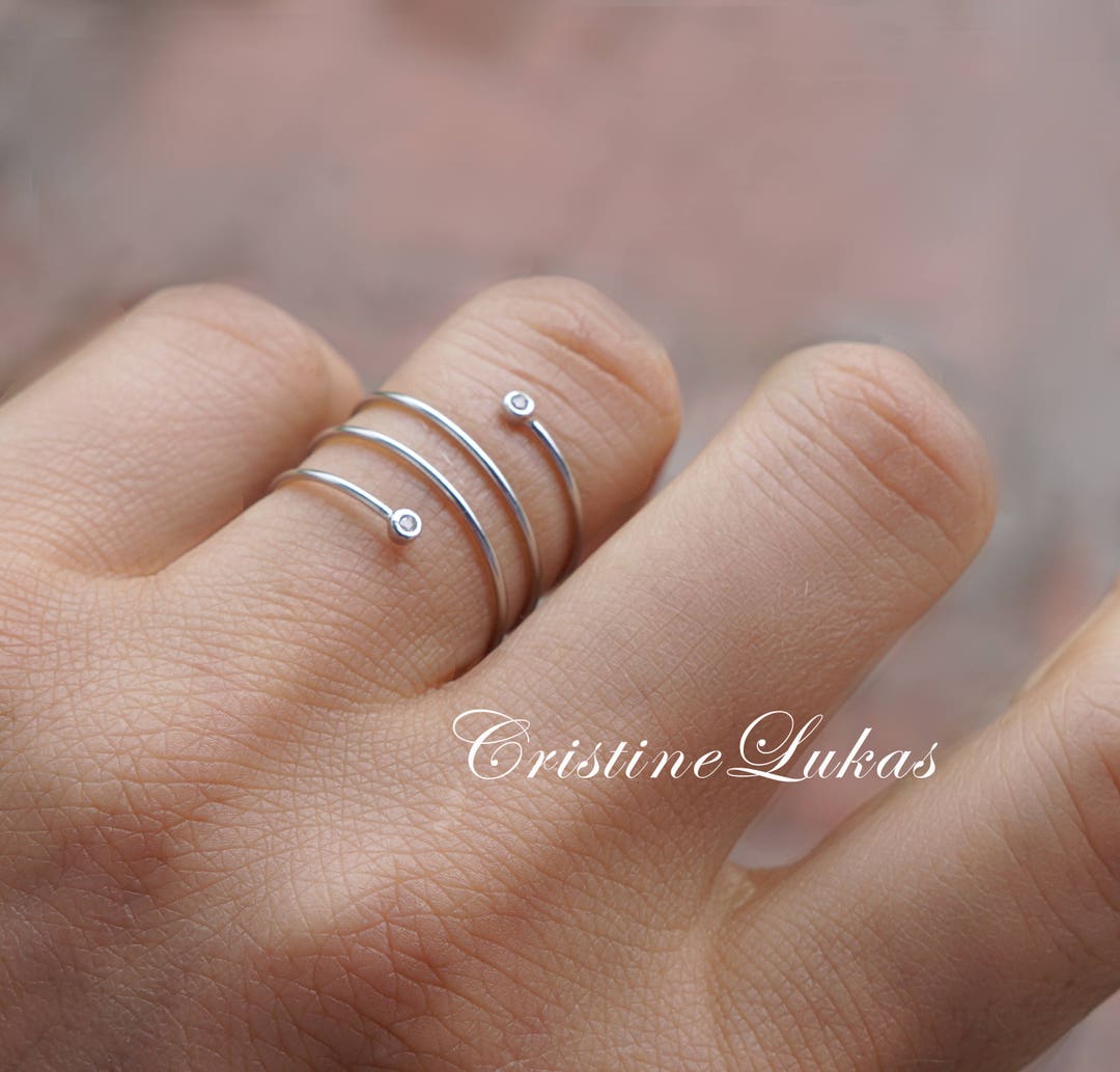 Final Sale! Dainty Wrap Ring With CZ Stones - Adjustable Ring in Yellow ...