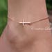Sideways Cross Anklet in Sterling Silver, Yellow or Rose Gold, Beach Style, Horizontal Cross ...