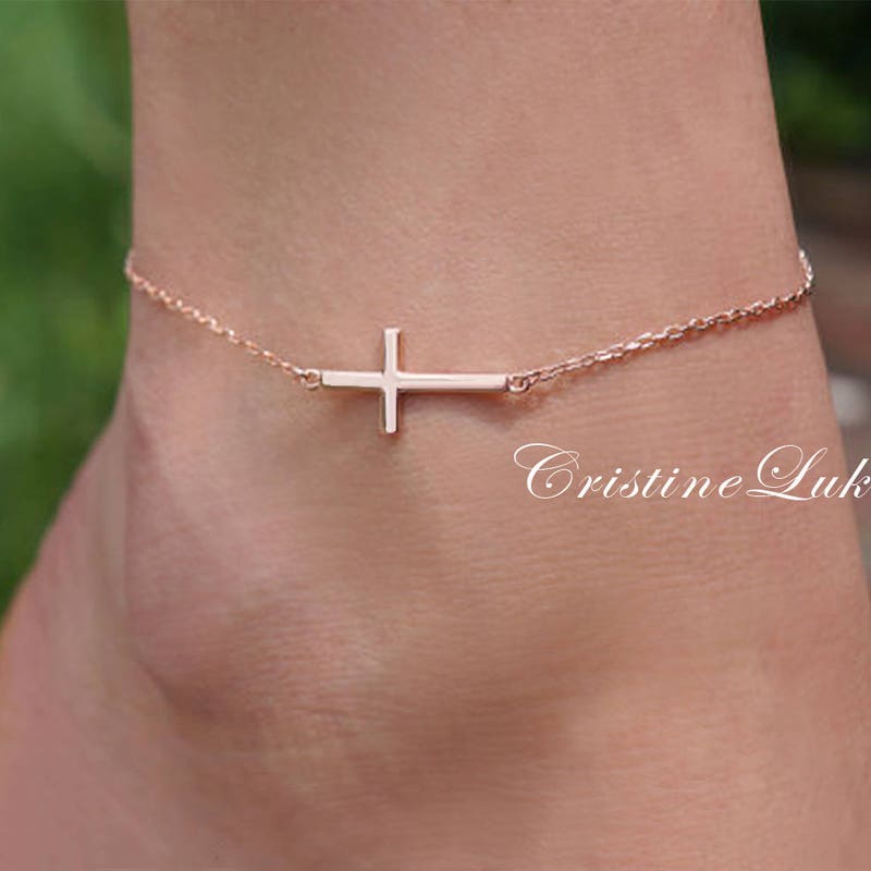 Cross Anklet - Etsy
