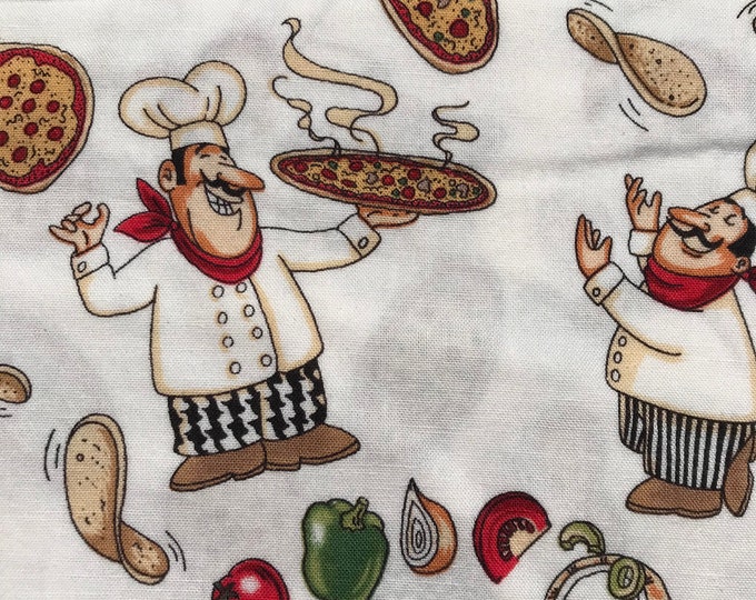 Robert Kaufman Cotton Novelty Fabric Pizza Chef Quilting Sewing Remnant ...